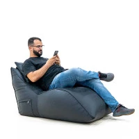 Puff Ornella - Chaise Lounge em Nobuck Preto | Conforto e Bem-Estar
